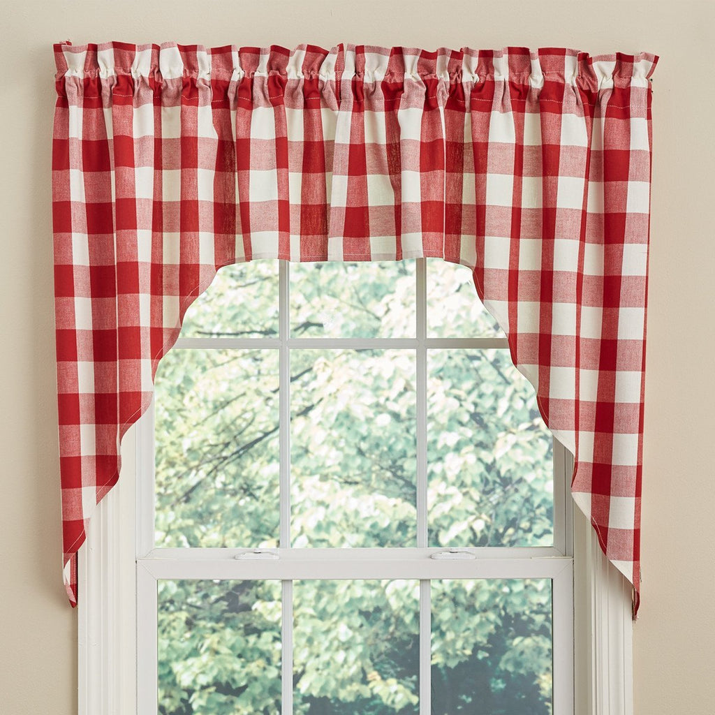 Buffalo Red and White Check Swags – Lange General Store