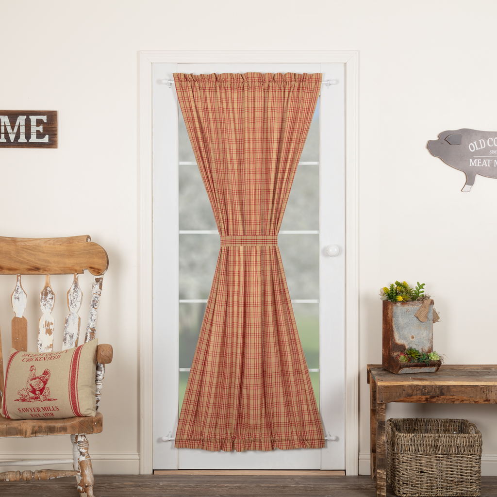 Farmstead Red Plaid Door Panel Curtain – Lange General Store