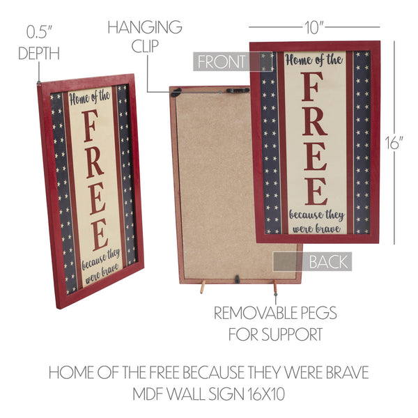 Home Of The Free Because They Were Brave Wall Sign – Lange General Store