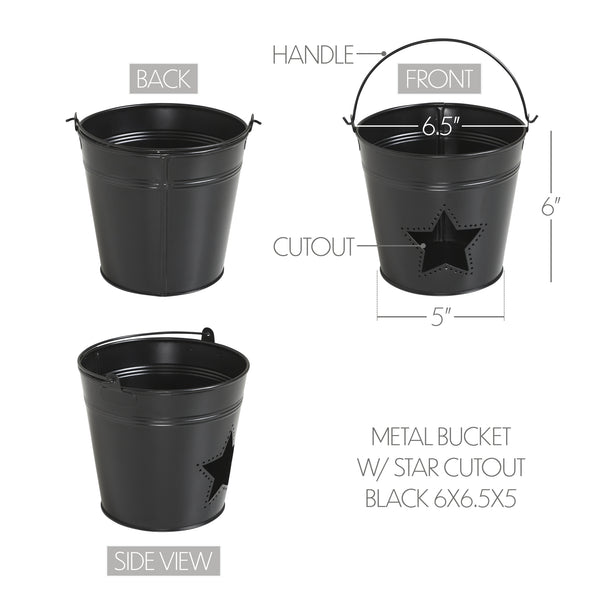 Metal Bucket w/Star Cutout Black – Lange General Store