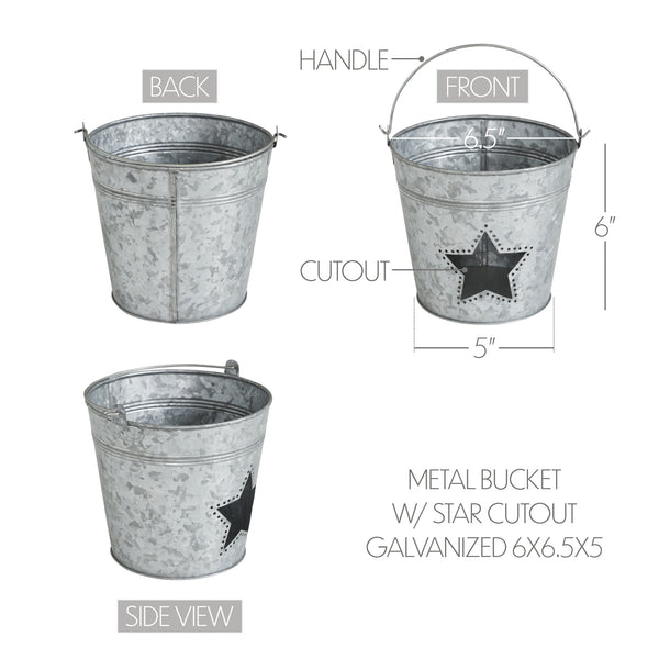 Metal Bucket w/Star Cutout Galvanized – Lange General Store