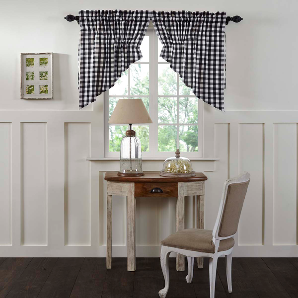 Sable Ann Buffalo Check Prairie Swag Curtains – Lange General Store
