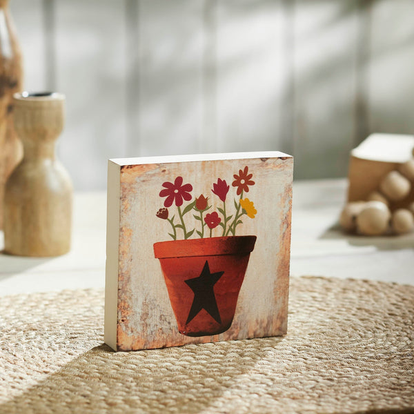 Spring In Bloom Flower Pot w/ Primitive Star Block Sign – Lange General ...